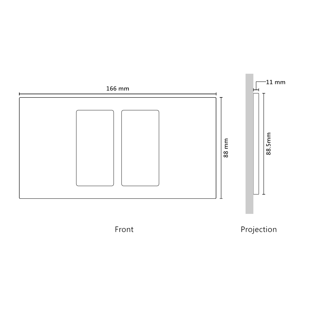 Vision UK Rectangle Faceplate for two Lutron Pico controls with black ...